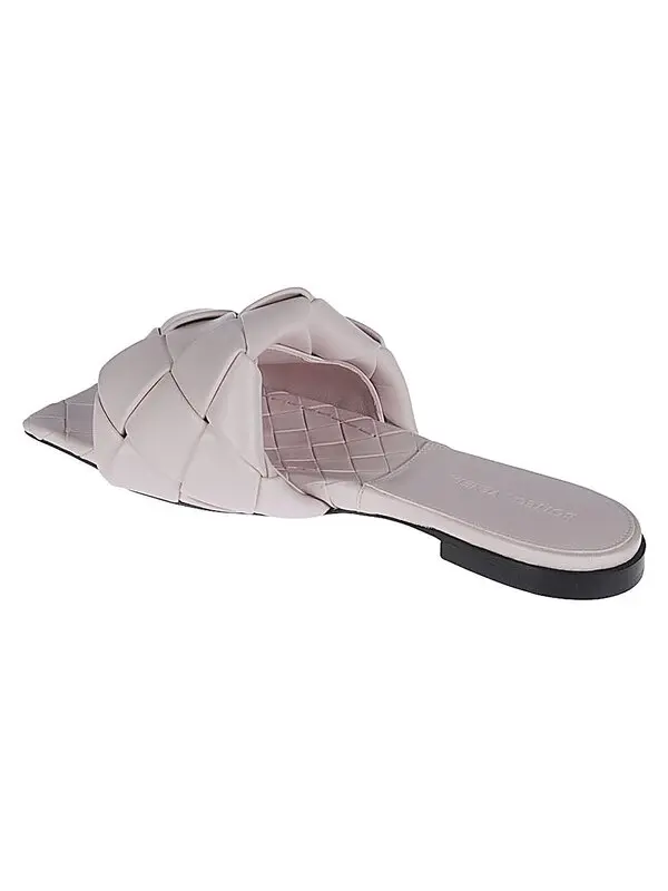Bottega Veneta Lido Leather Flat Sandals - Powder