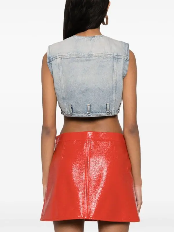 COURREGES Denim Cropped Vest - Clear Blue