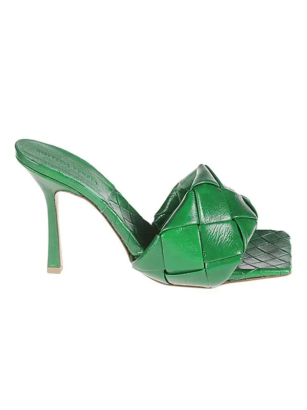 Bottega Veneta Intrecciato Lido Heeled Sandals - Green - 40% Off