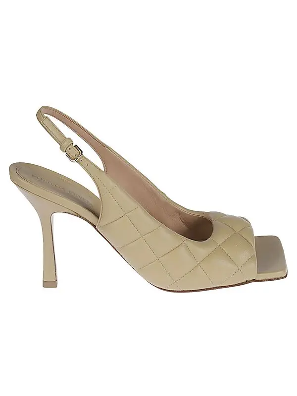 Bottega Veneta Padded Leather Slingback Sandals Beige 40% Off