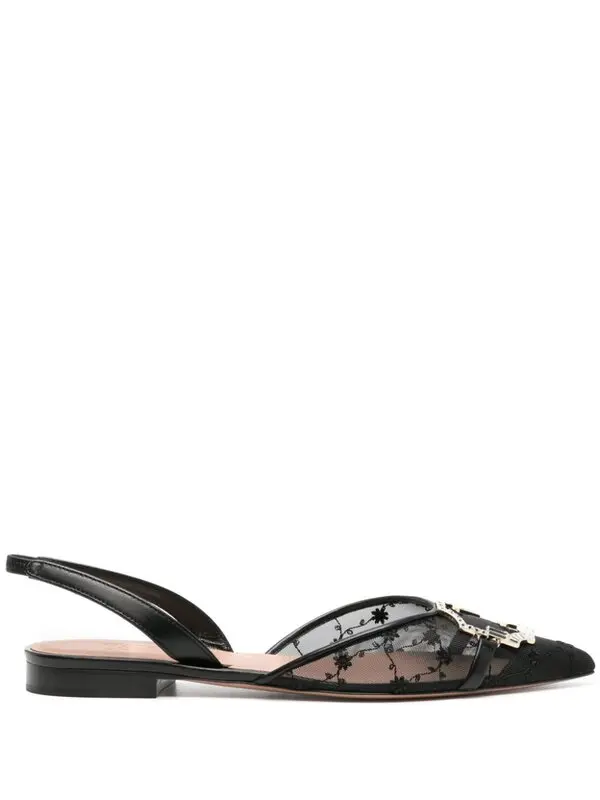 MALONE SOULIERS Misha Embellished Mesh Slingback Ballet Flats