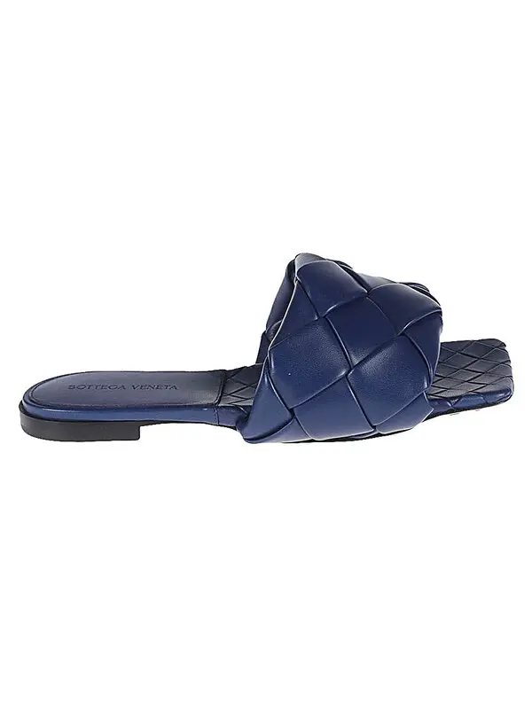 Bottega Veneta Lido Leather Flat Sandals - Blue