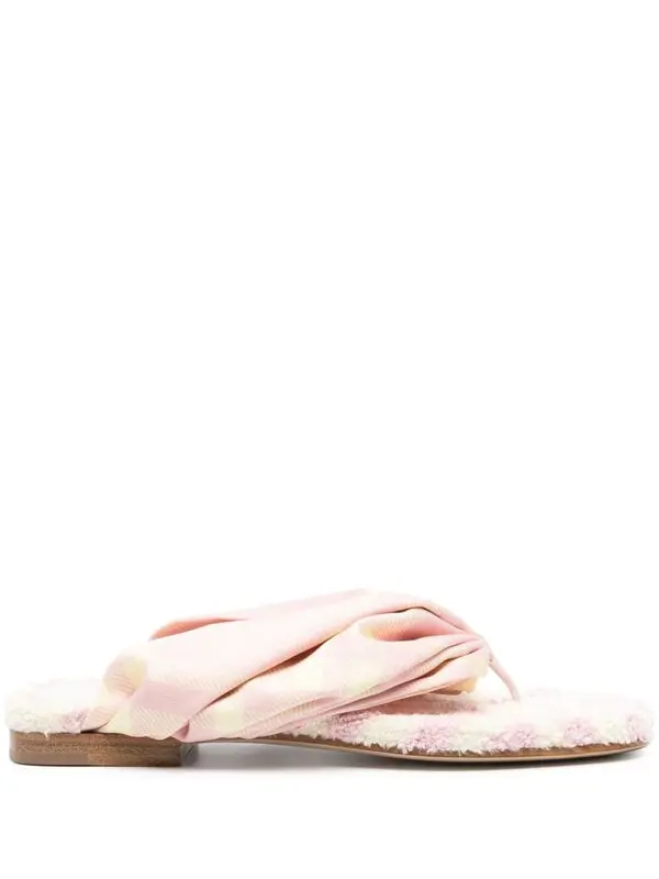 Burberry Check Thong Sandals - White