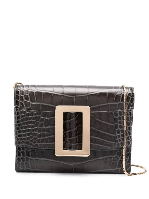 Boyy Buckle Croco Embossed Leather Travel Clutch