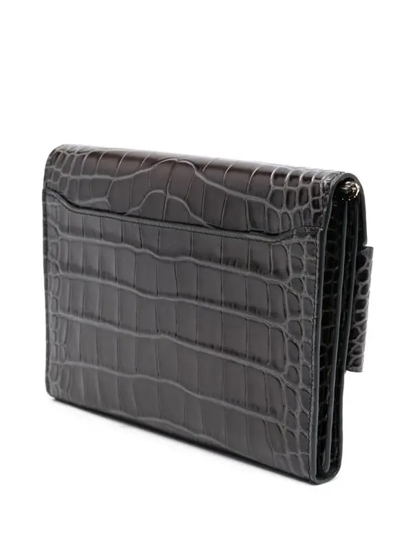 Boyy Buckle Croco Embossed Leather Travel Clutch