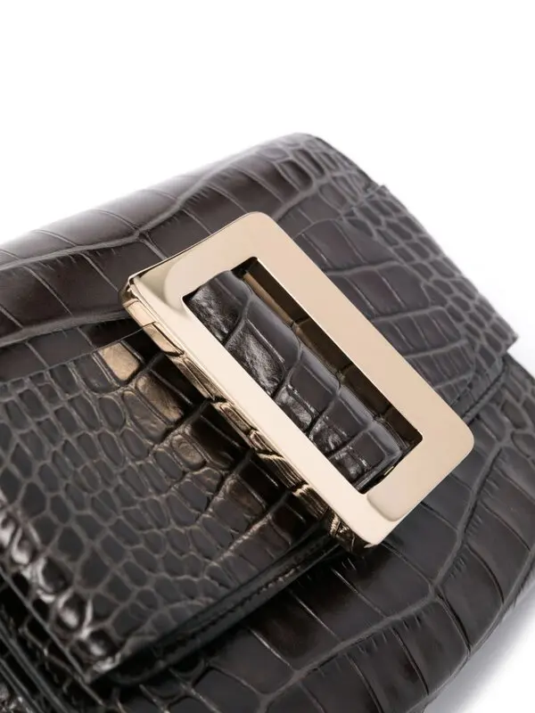 Boyy Buckle Croco Embossed Leather Travel Clutch
