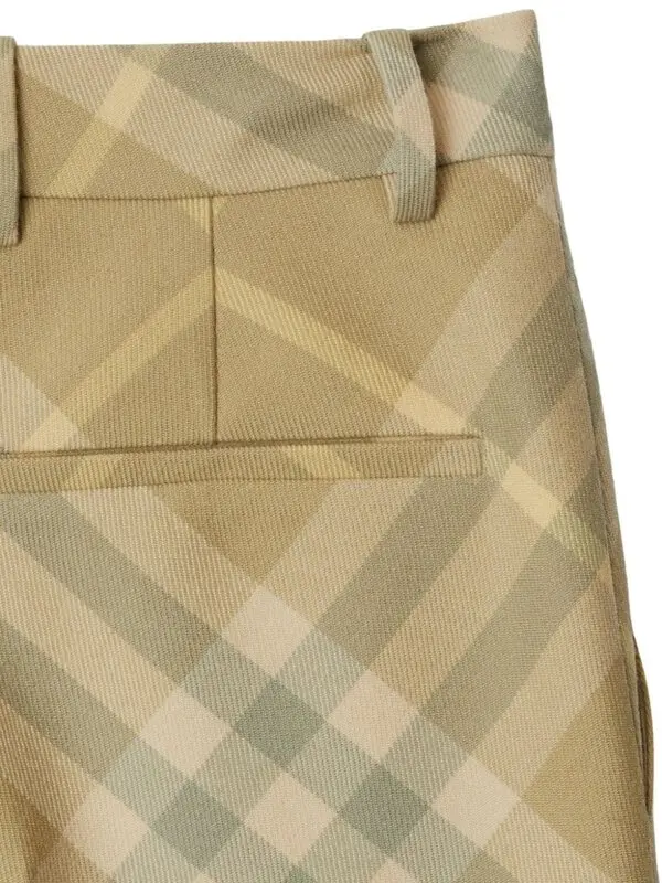 Burberry Checked Wool Trousers - Beige