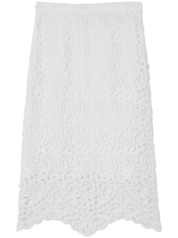 Burberry Macramé-lace Pencil Skirt - White
