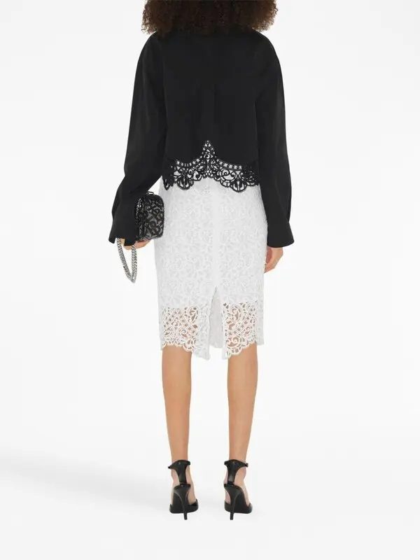 Burberry Macramé-lace Pencil Skirt - White