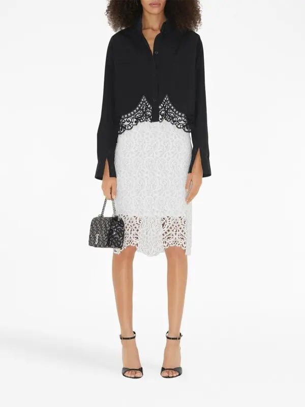 Burberry Macramé-lace Pencil Skirt - White