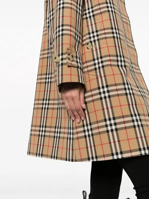 Burberry Check Motif Raincoat - Beige