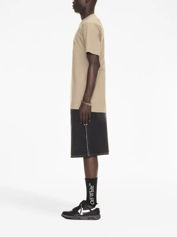 Off-White Logo Cotton T Shirt - Beige