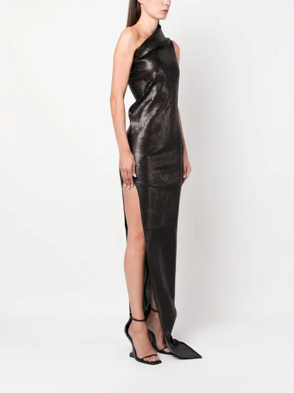 Rick Owens Sequinned Asymmetric Maxi Dress - Blue