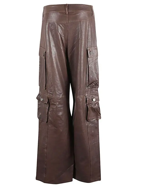 FERMAS.CLUB Leather Cargo Trousers - Brown