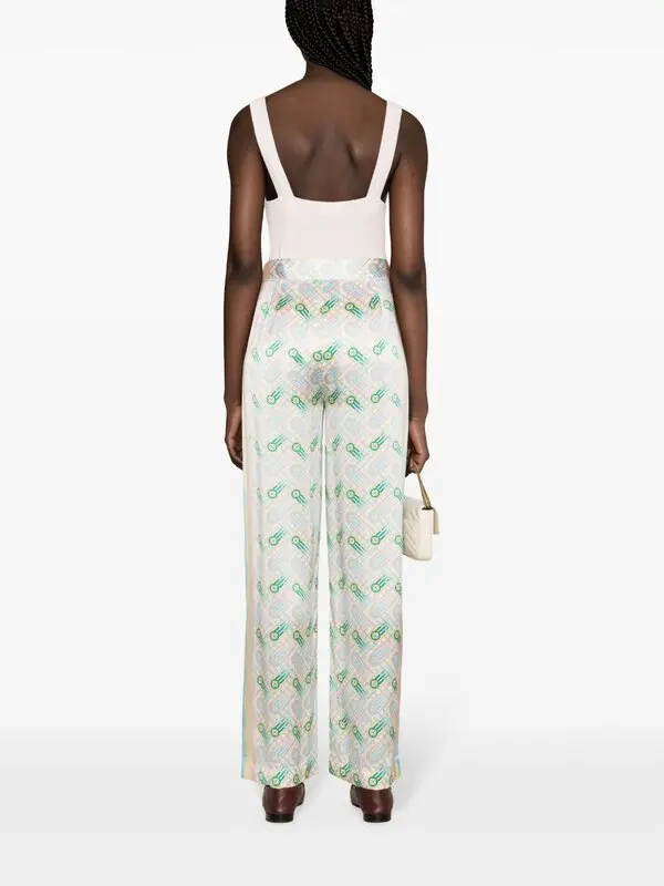 Casablanca Printed Straight Leg Trousers - White