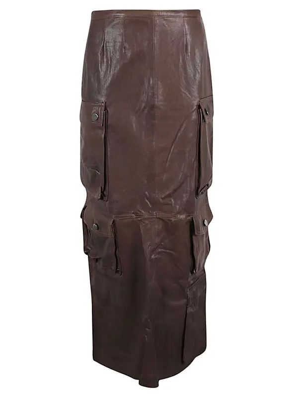 FERMAS.CLUB Leather Cargo Long Skirt