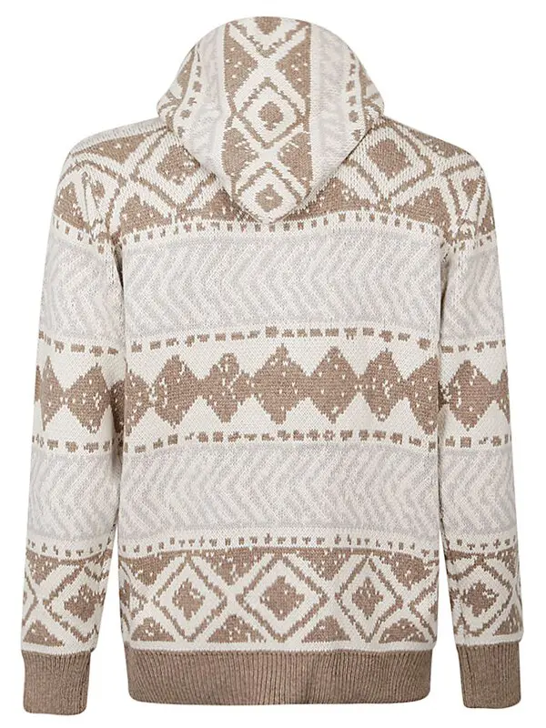 TOOCO Ethnic Print Shawl Cardigan - Beige