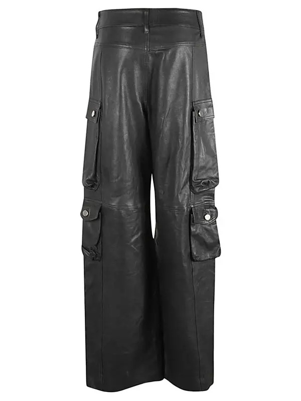 FERMAS.CLUB Leather Cargo Trousers - Black