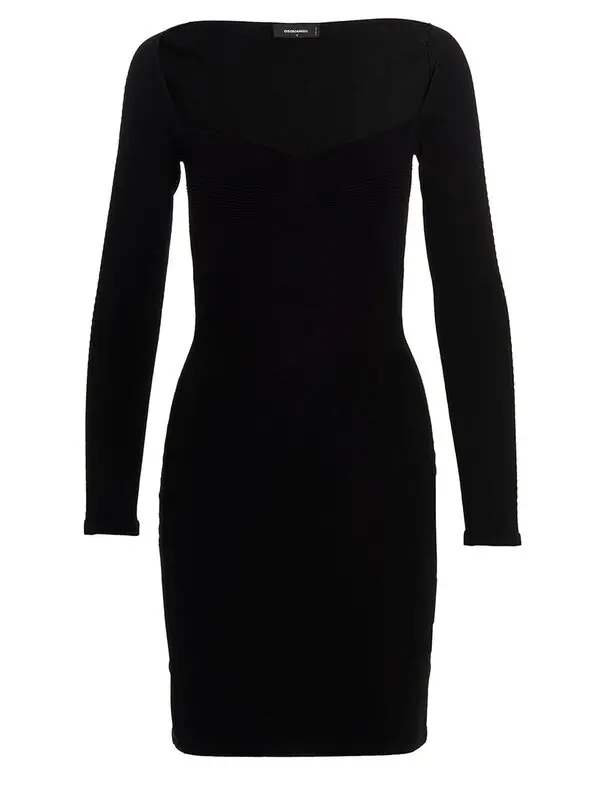Dsquared2 Ribbed Viscose Dress - Black