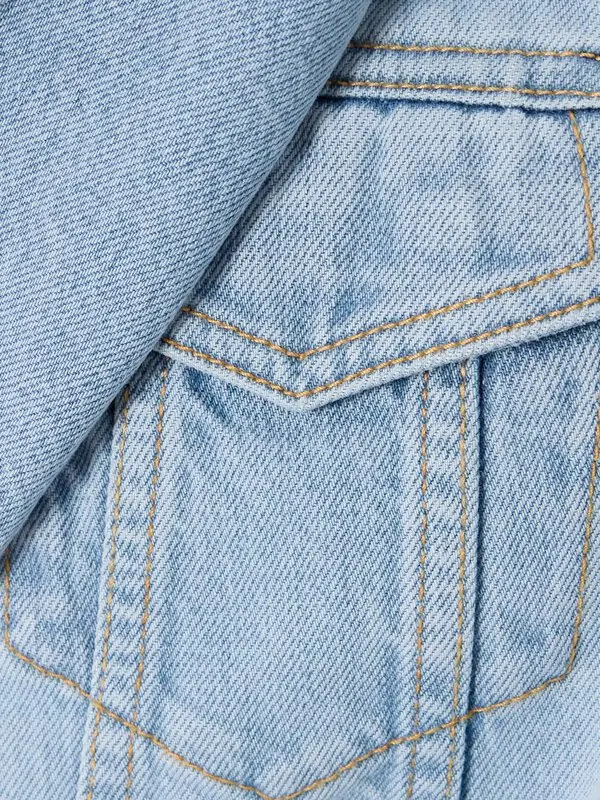 Alaïa Cropped Denim Jacket With Hood - Blue