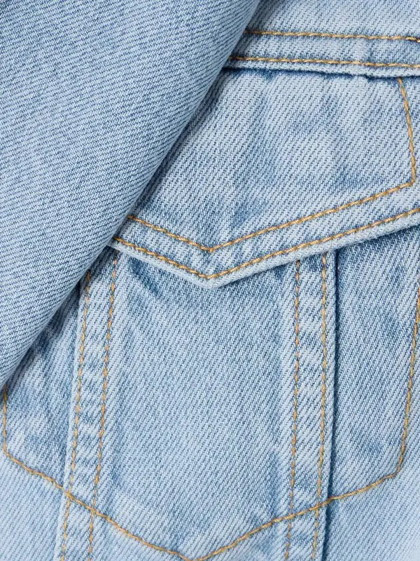 Alaïa Cropped Denim Jacket With Hood - Blue