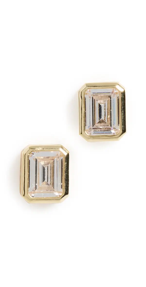Shashi Emerald Baguette Stud Earrings - Crystal