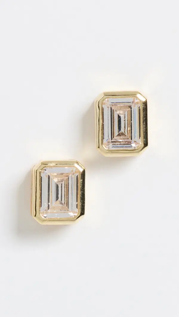Shashi Emerald Baguette Stud Earrings - Crystal