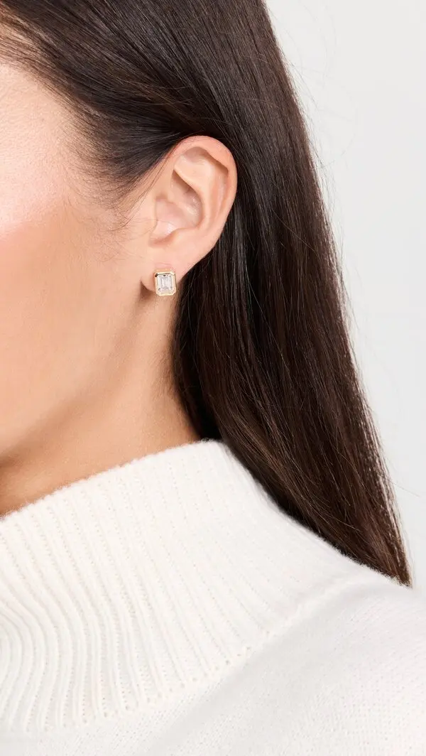 Shashi Emerald Baguette Stud Earrings - Crystal