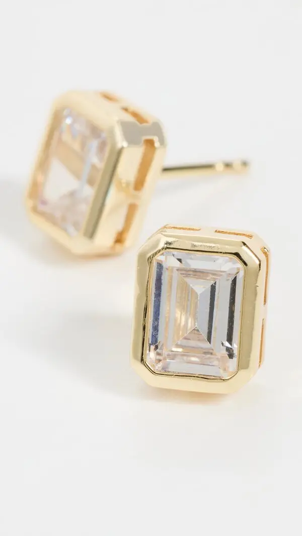 Shashi Emerald Baguette Stud Earrings - Crystal