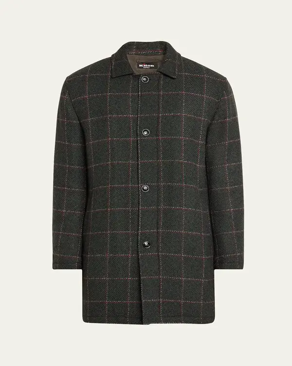 Kiton Cashmere Windowpane Car Coat