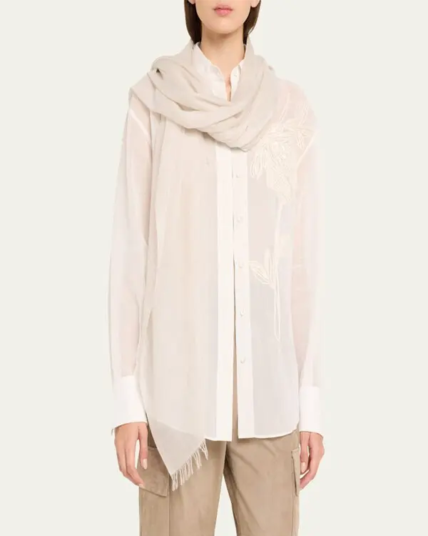 Brunello Cucinelli Frayed Cashmere Scarf