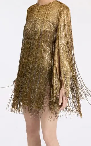 slim fit dress slacks Nyla Gown - Rose Gold - Sequin Fringe Dress