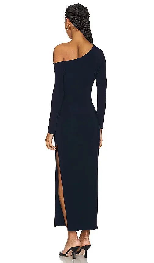 Norma Kamali Long Sleeve Drop Shoulder Side Slit Gown