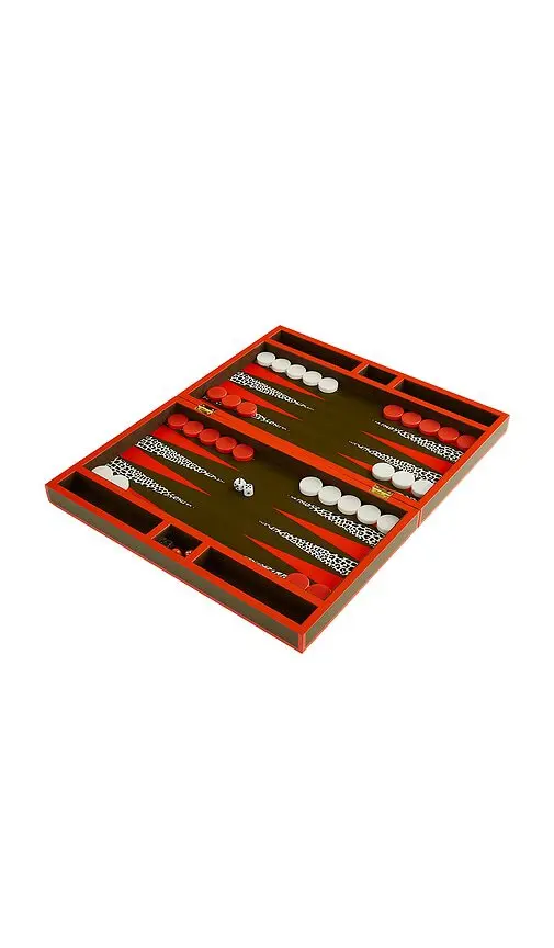 Jonathan Adler Leopard Backgammon Set In Red