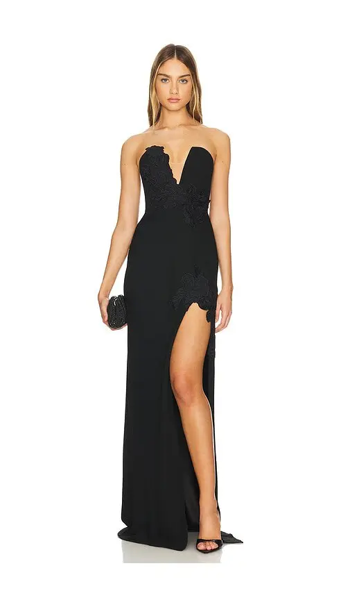 SAU LEE Flora Lace Trim Maxi Dress