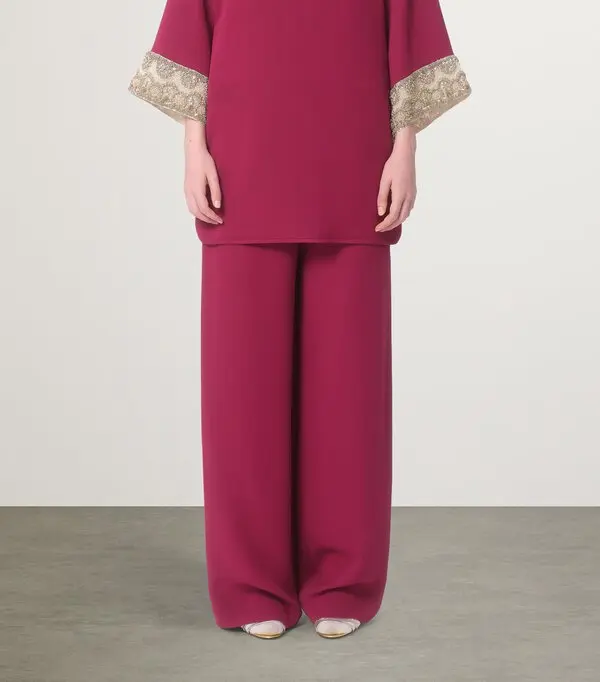 Valentino Garavani Silk Wide-leg Trousers - Red