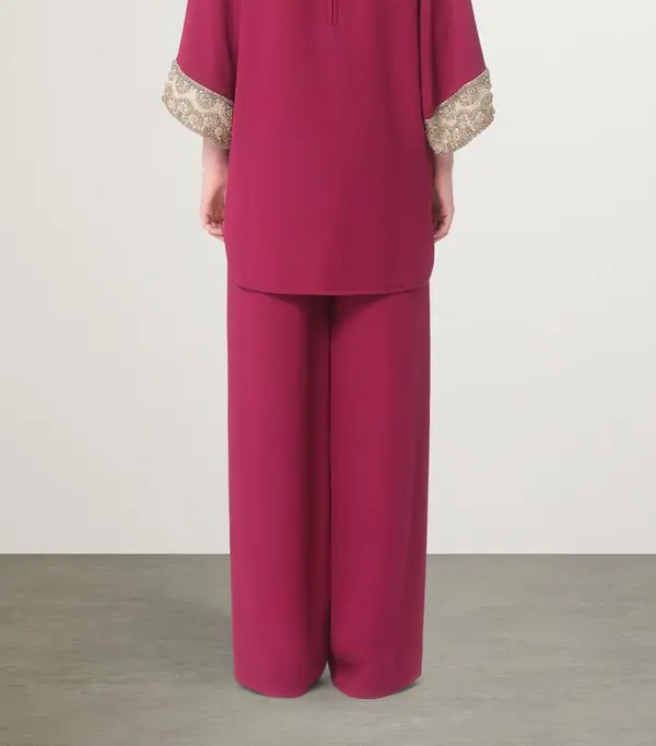 Valentino Garavani Silk Wide-leg Trousers - Red