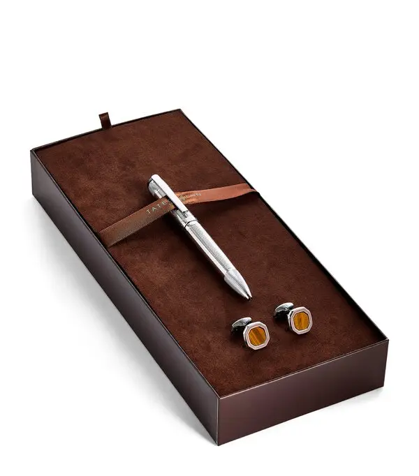 Tateossian Palladium-plated Pen And Cufflinks Set - Silver
