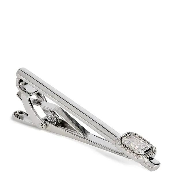 Tateossian Rhodium-plated And Cubic Zirconia Halo Tie Clip - Silver