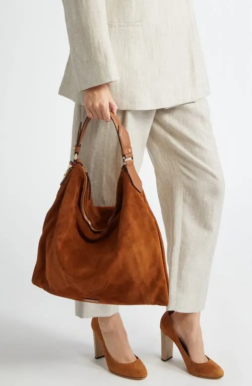 JIMMY CHOO Ana Suede Hobo Bag