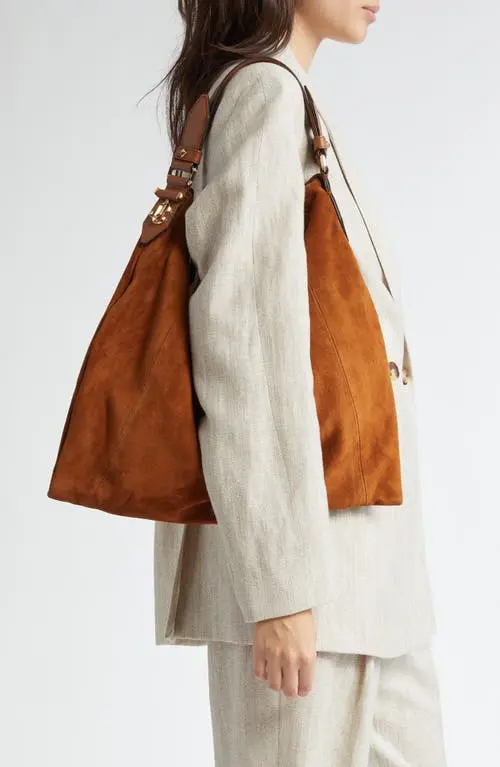 JIMMY CHOO Ana Suede Hobo Bag