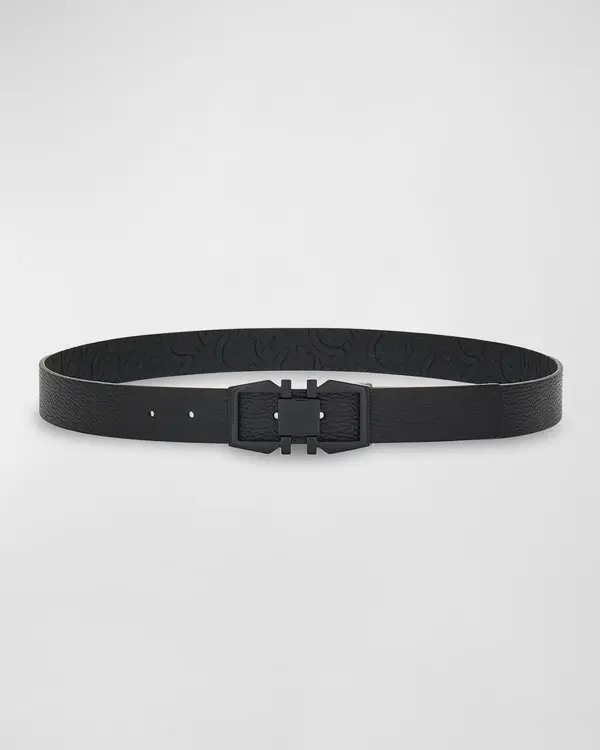 FERRAGAMO Gancini Embossed Reversible Leather Belt - Nero