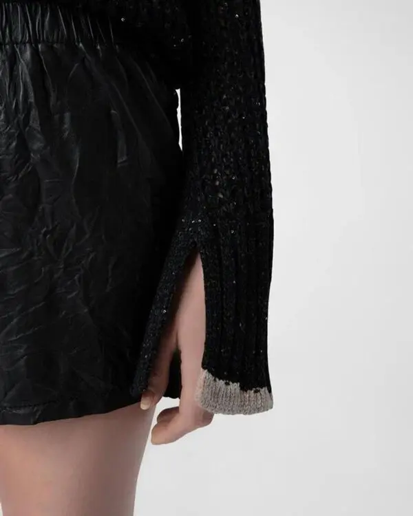 Zadig&Voltaire Halty Metallic Open-knit Cashmere Pullover - Noir