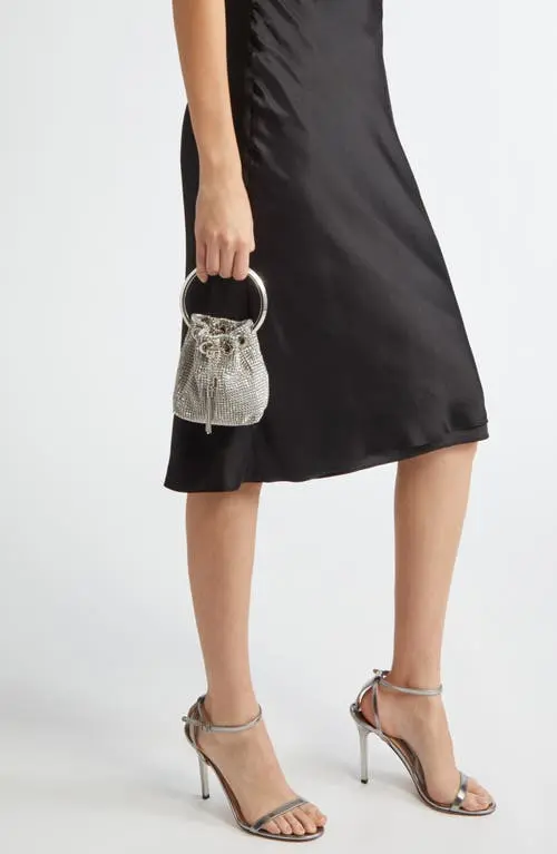 JIMMY CHOO Micro Bon Bon Crystal Mesh Top Handle Pouch - Silver