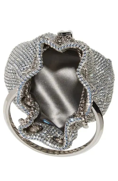 JIMMY CHOO Micro Bon Bon Crystal Mesh Top Handle Pouch - Silver