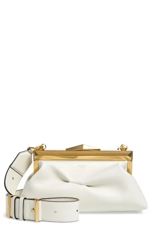 JIMMY CHOO Diamond Leather Frame Clutch - Latte