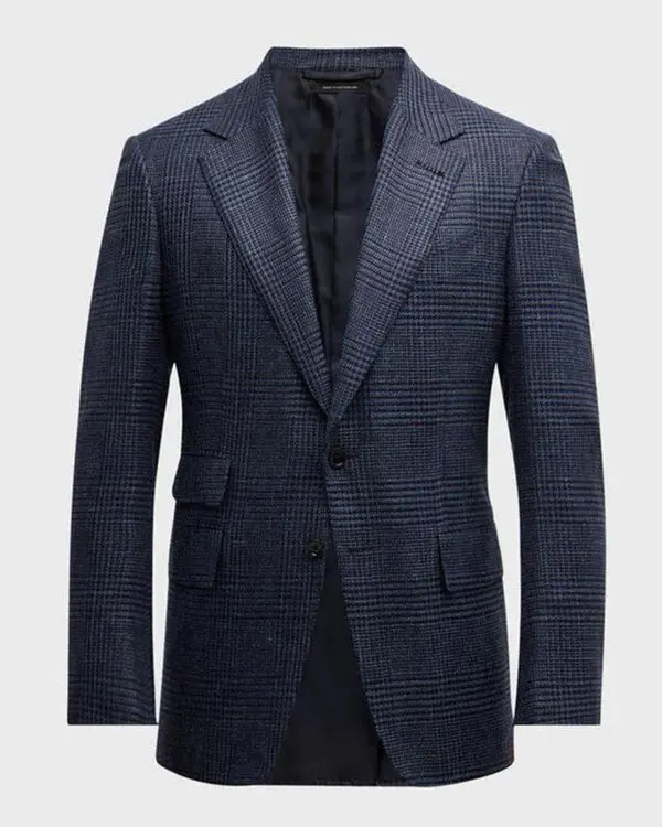 TOM FORD Shelton Prince Of Wales Sport Coat - Navy Multi