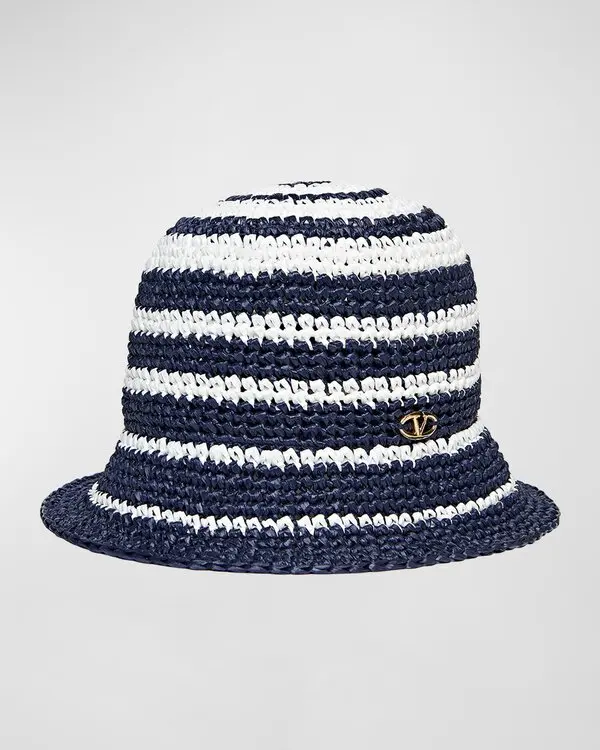 Valentino Garavani Crochet Bucket Hat NEW WITH TAGS NWT Valentino Garavani Crochet Bucket Hat In Naturale & Gold  main image 4