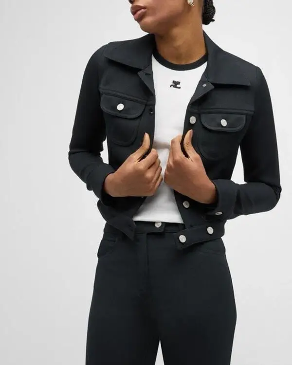COURREGES Signature Twill Trucker Jacket - Black