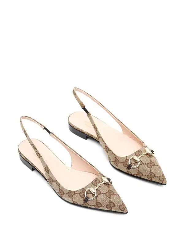 Gucci Monogram Slingback Ballerina Shoes